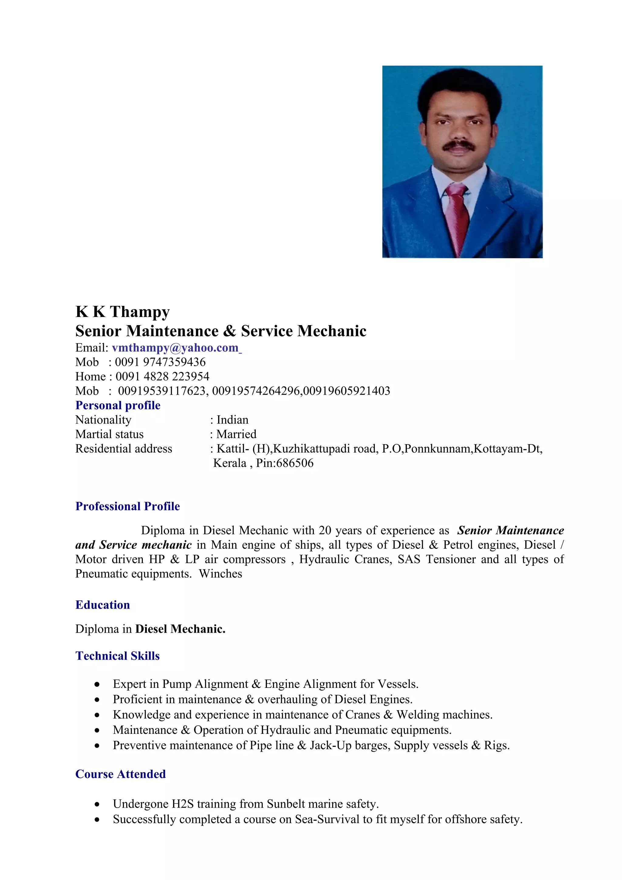 senior mechanic original cv | PDF