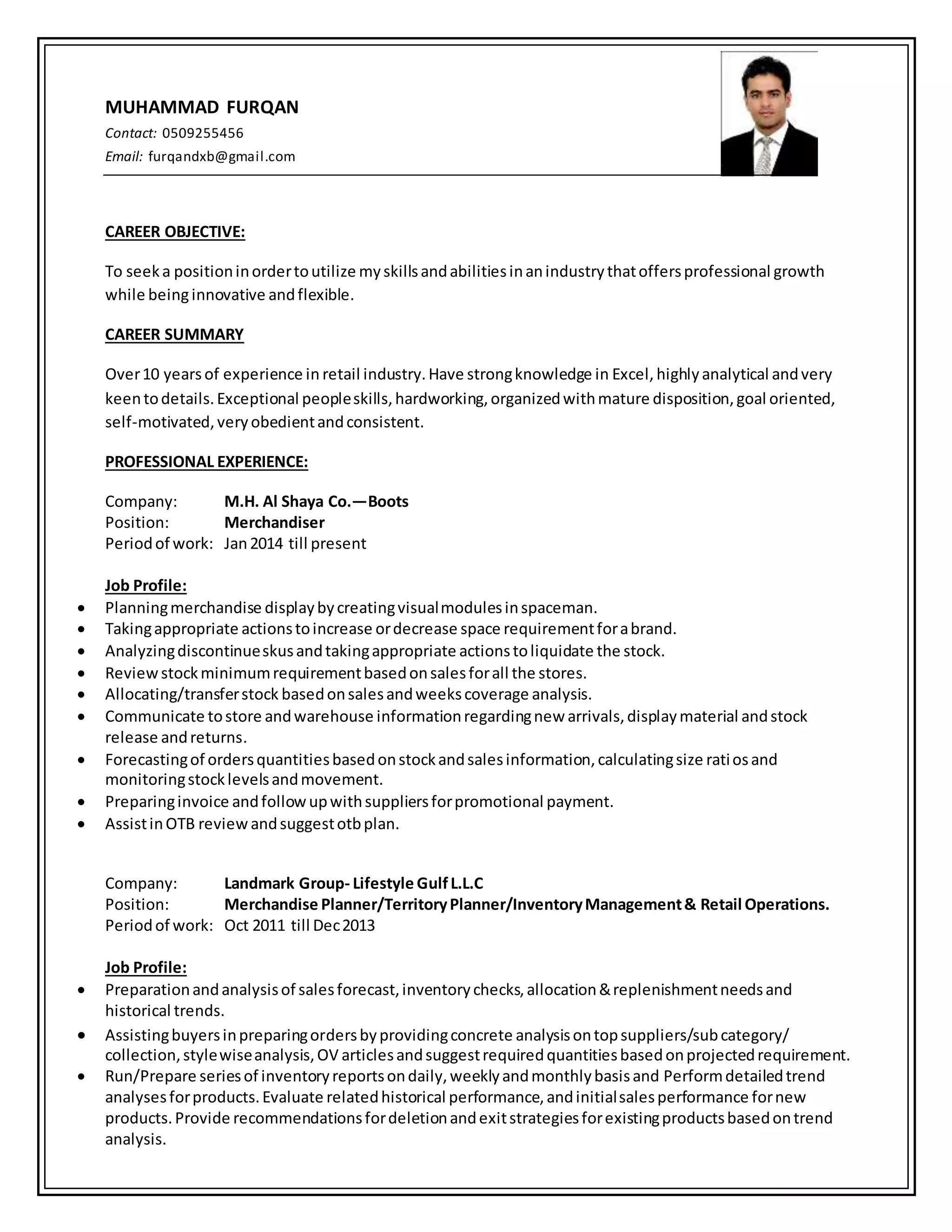 Furqan Resume (4) | DOCX | Logistics | Business