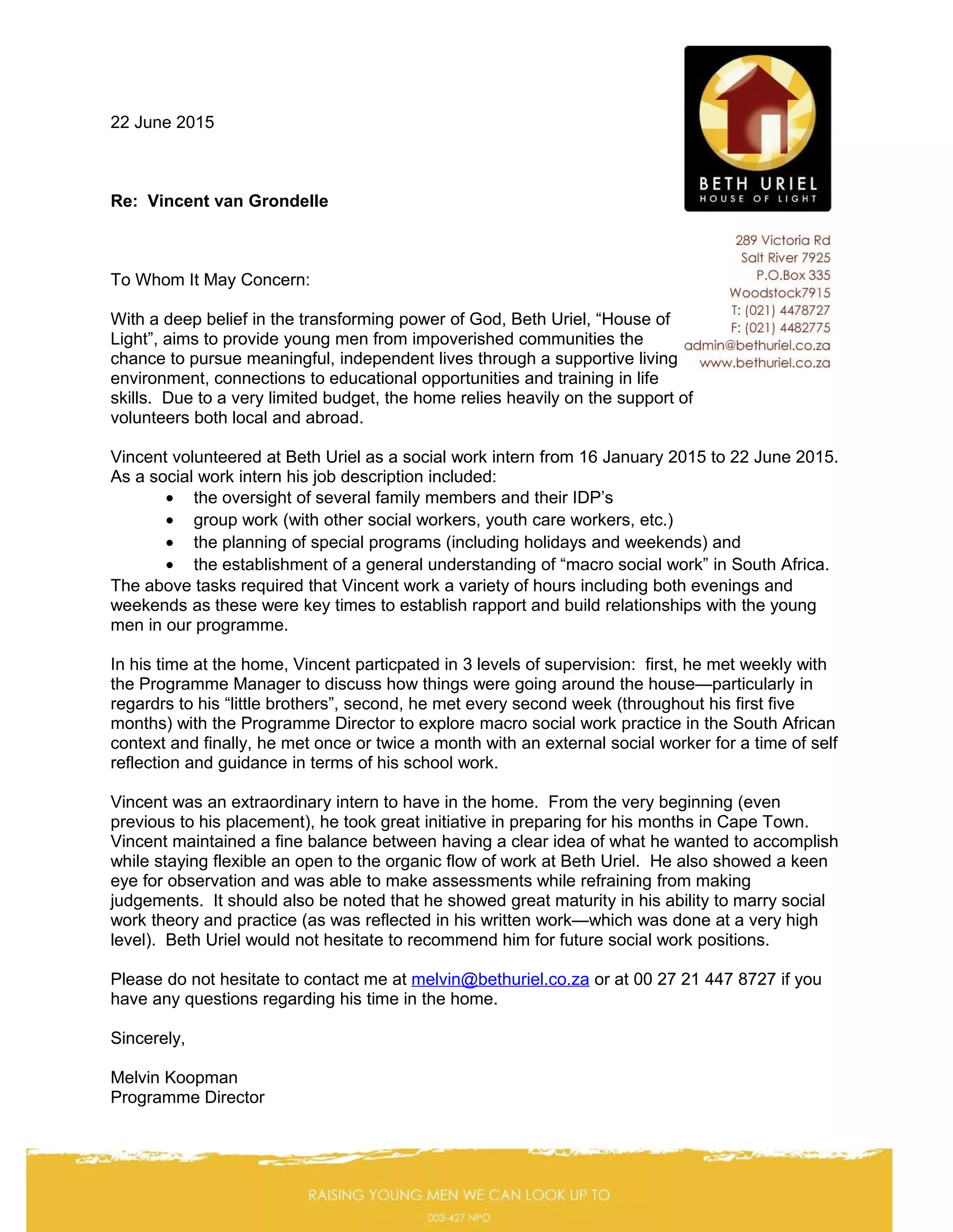 Vincent letter of rec | DOC