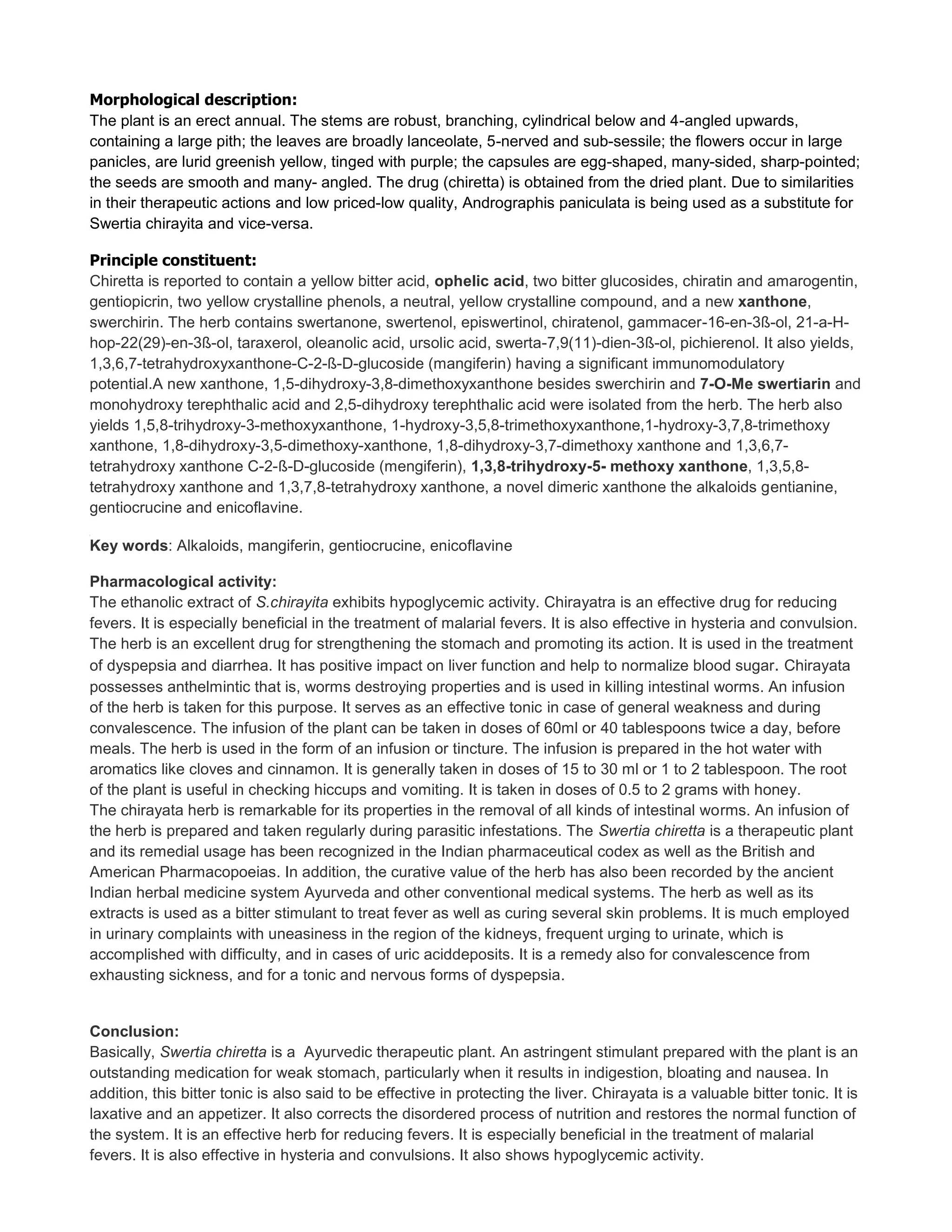 Chiraita Specification-Gego | PDF