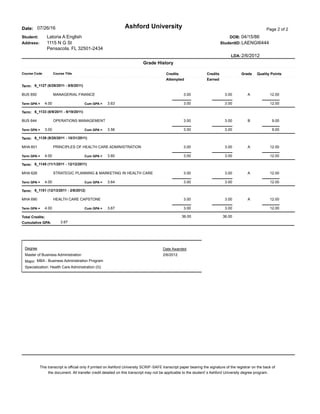 Ashlee Ashford University TRANSCRIPT | PDF