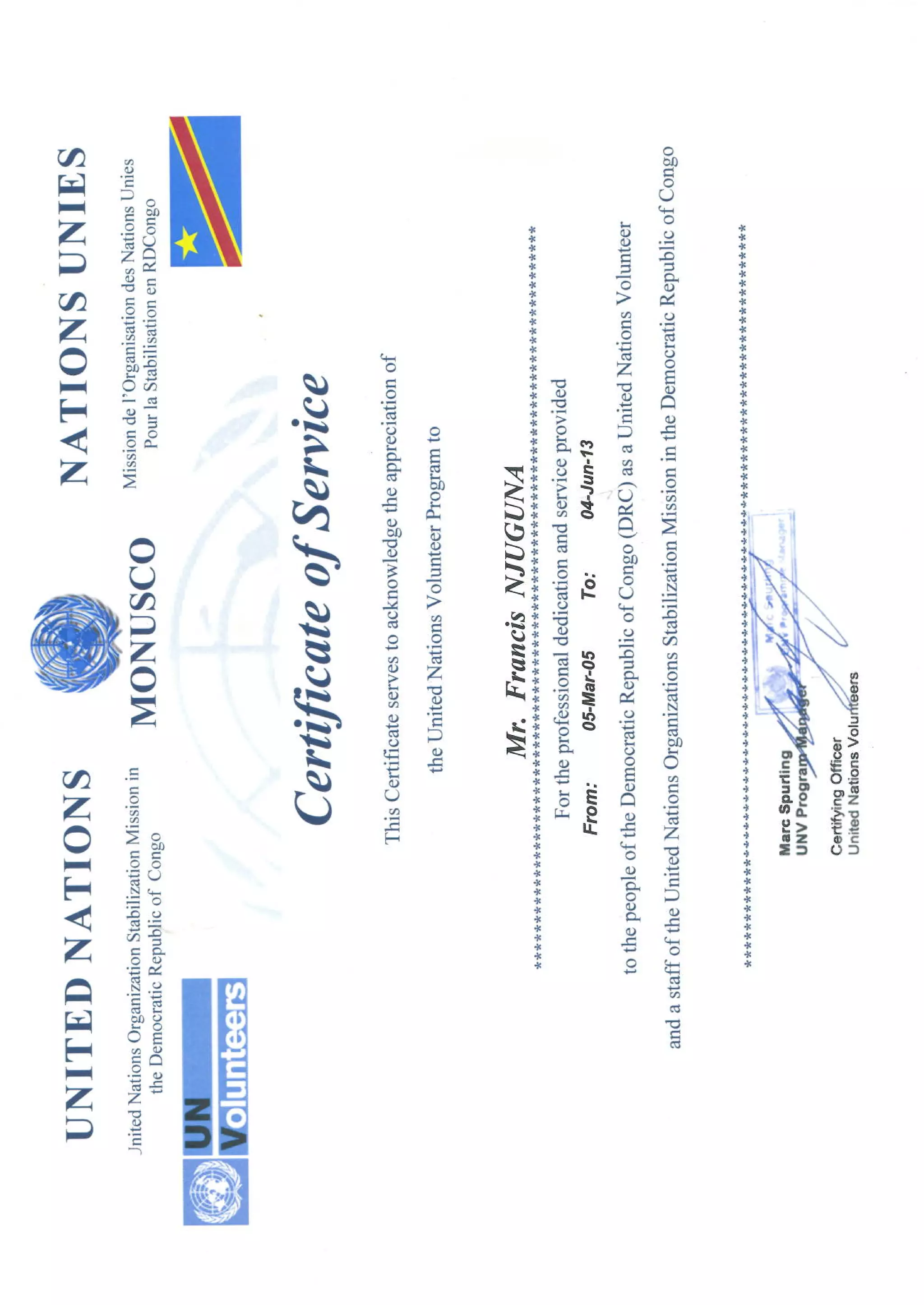 UNV Certificate of Service | PDF