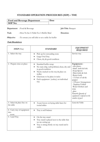 F&b bqt 14_003 how to set a table for a buffet meal | DOC