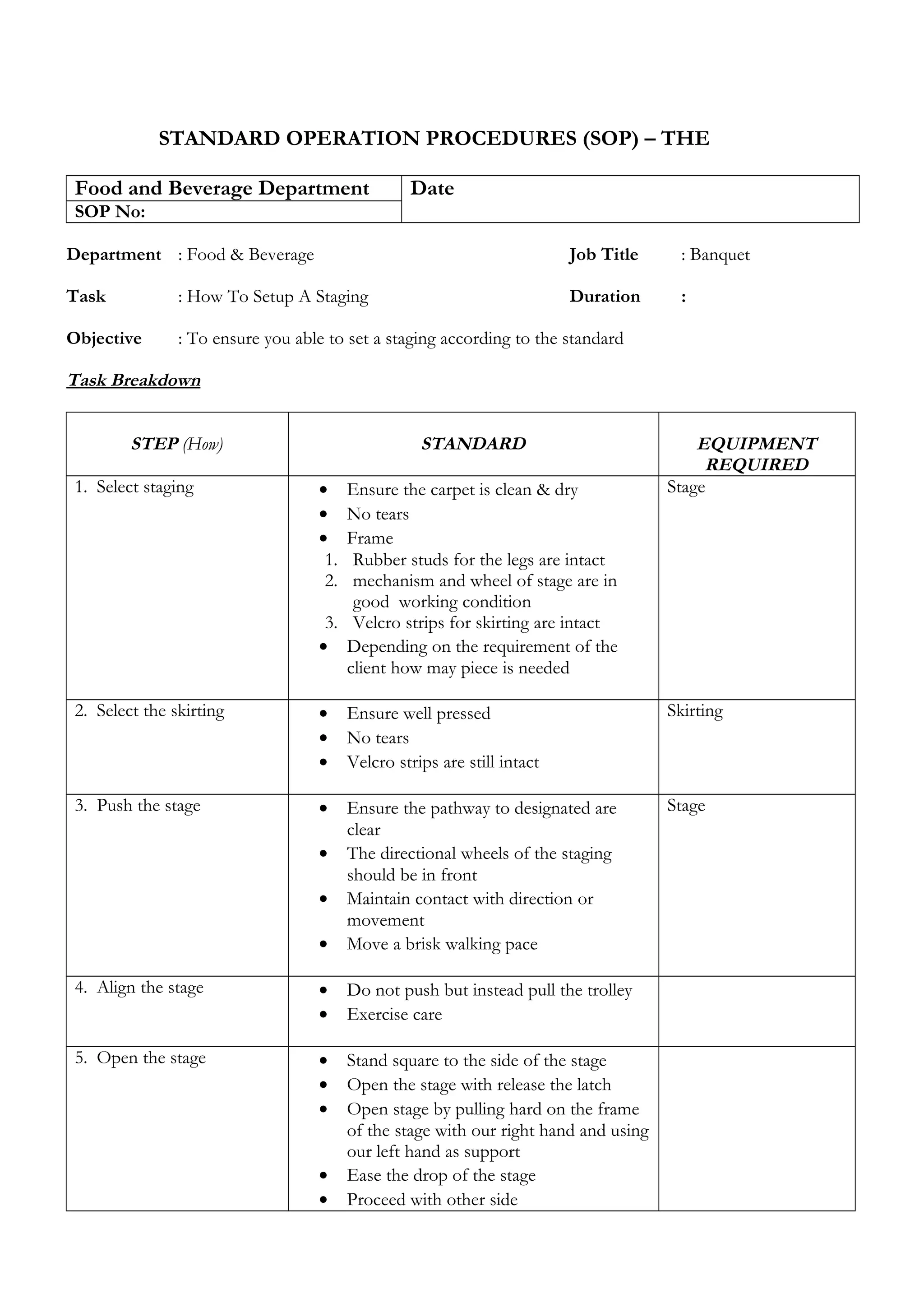F&b bqt 14_005 how to setup up a staging | PDF