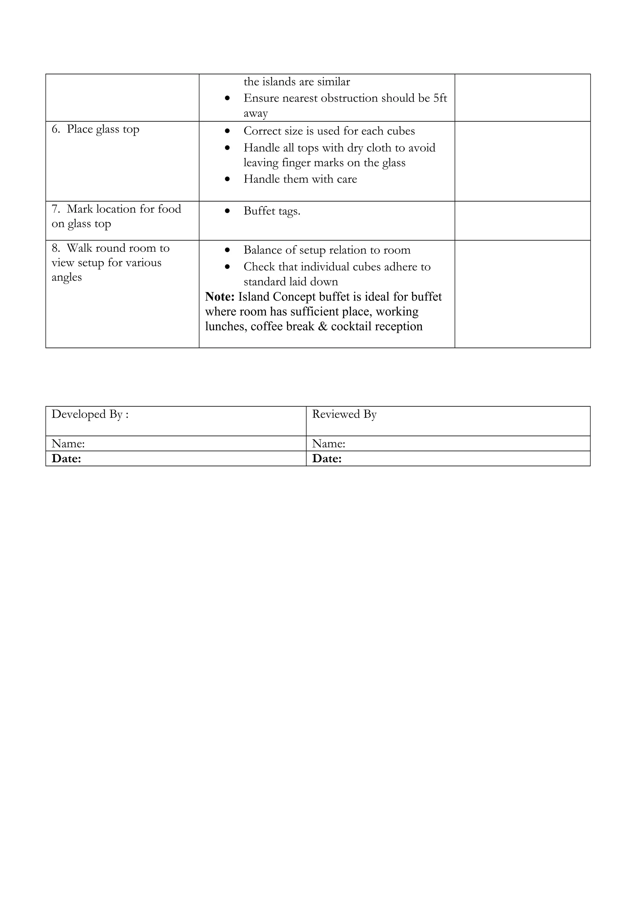 F&b bqt 14_007 how to set up a buffet line (island concept) | DOC