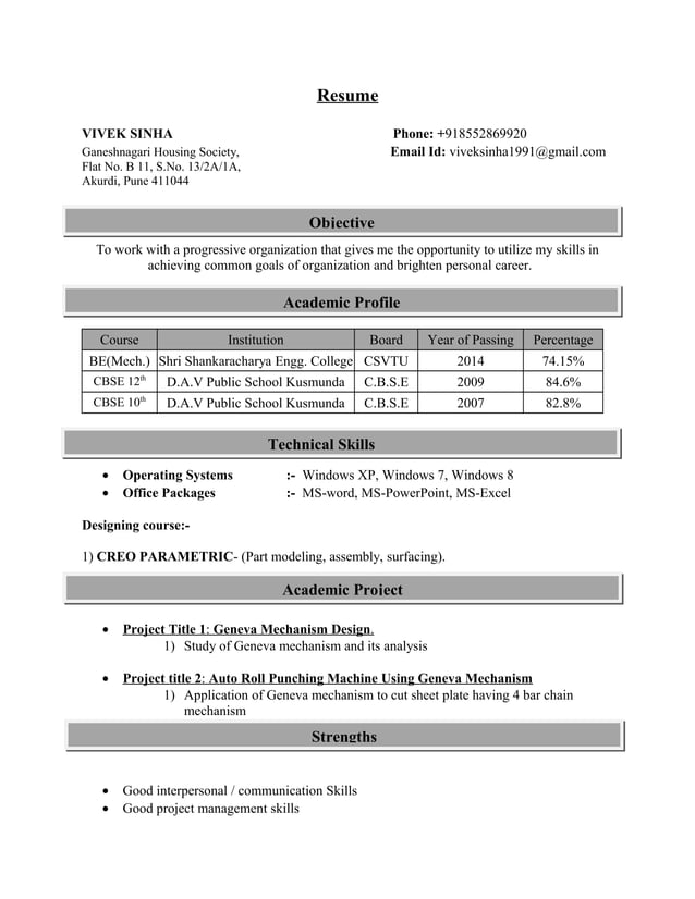 RESUME Vivek Sinha | DOC
