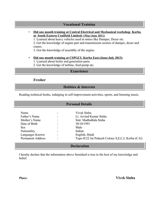 RESUME Vivek Sinha | DOC