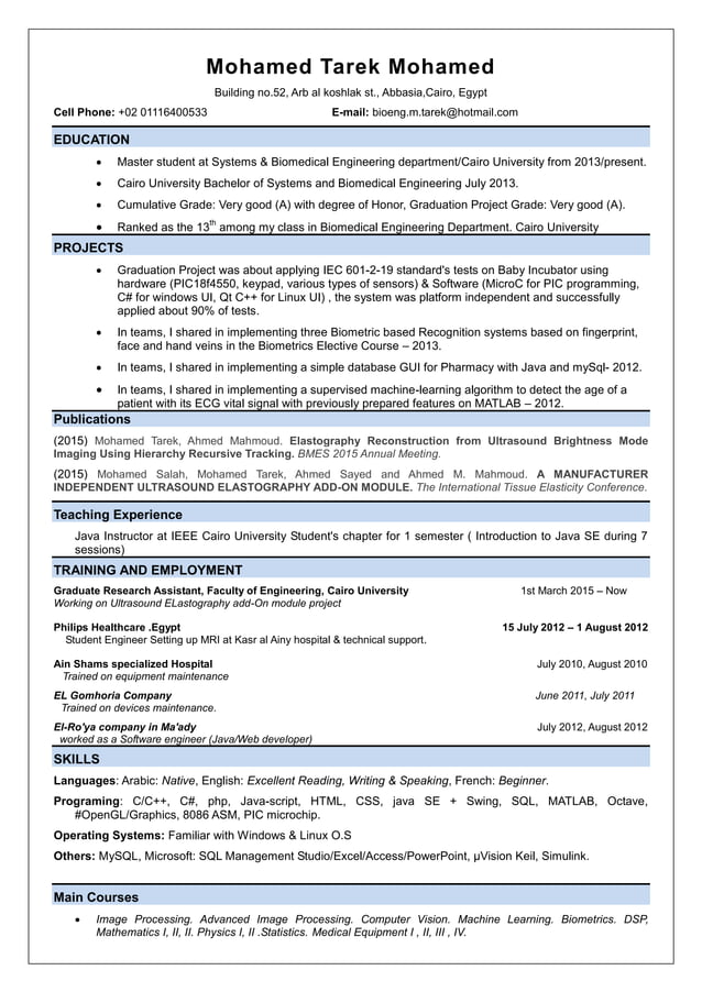 Mohamed Tarek_CVModern | PDF | Programming Languages | Computing
