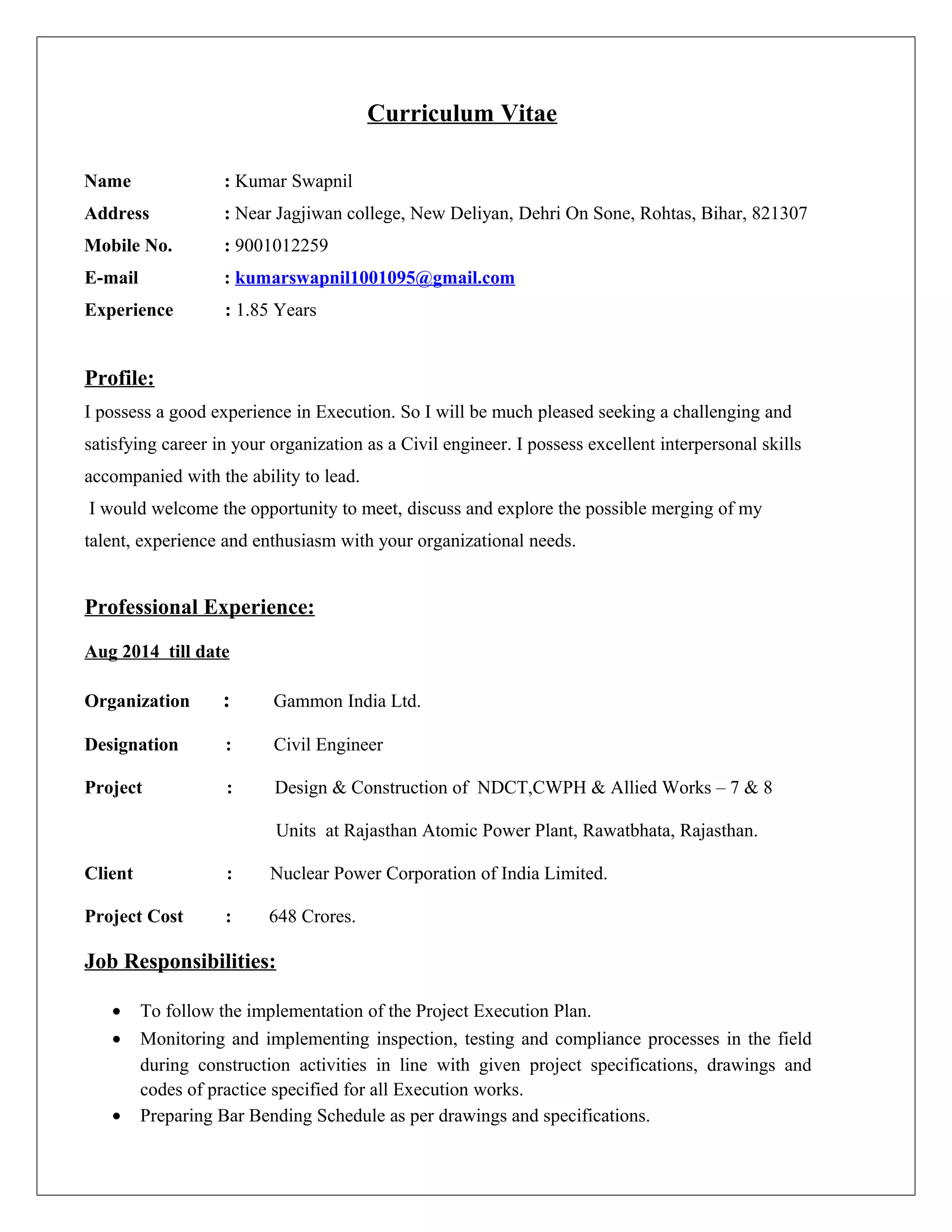 swapnil resume 12(1 | PDF