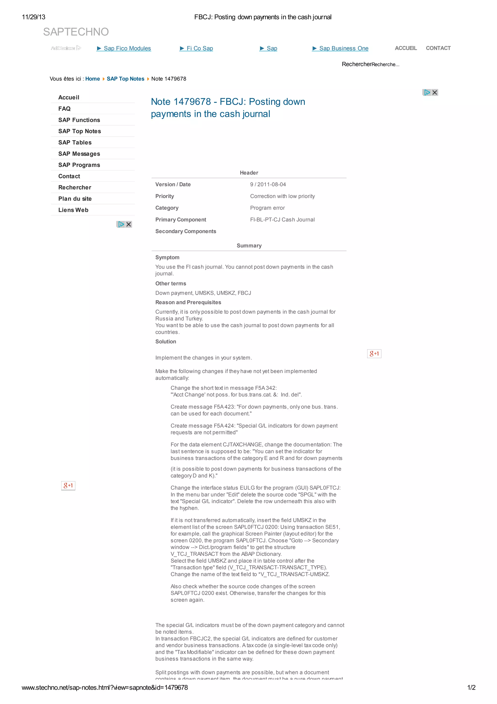 Fbcj posting down payments in the cash journal | PDF