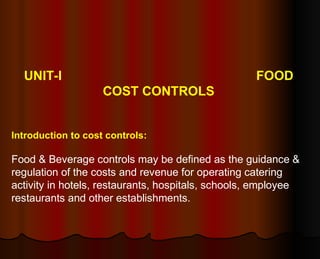 Food and Beverage Control in Hotel Industry | PPT