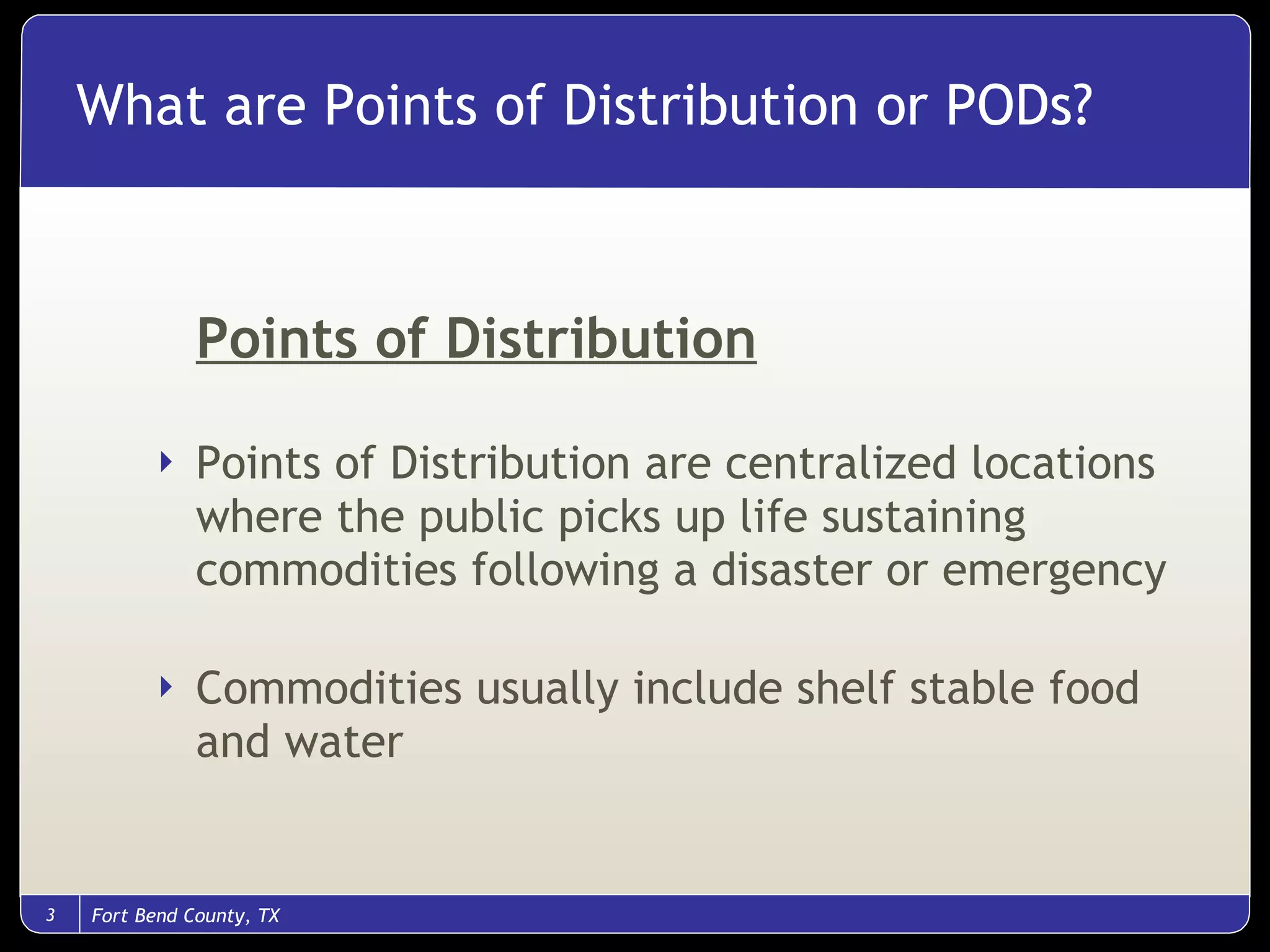 Setting Up Points of Distribution in Fort Bend County | PPT