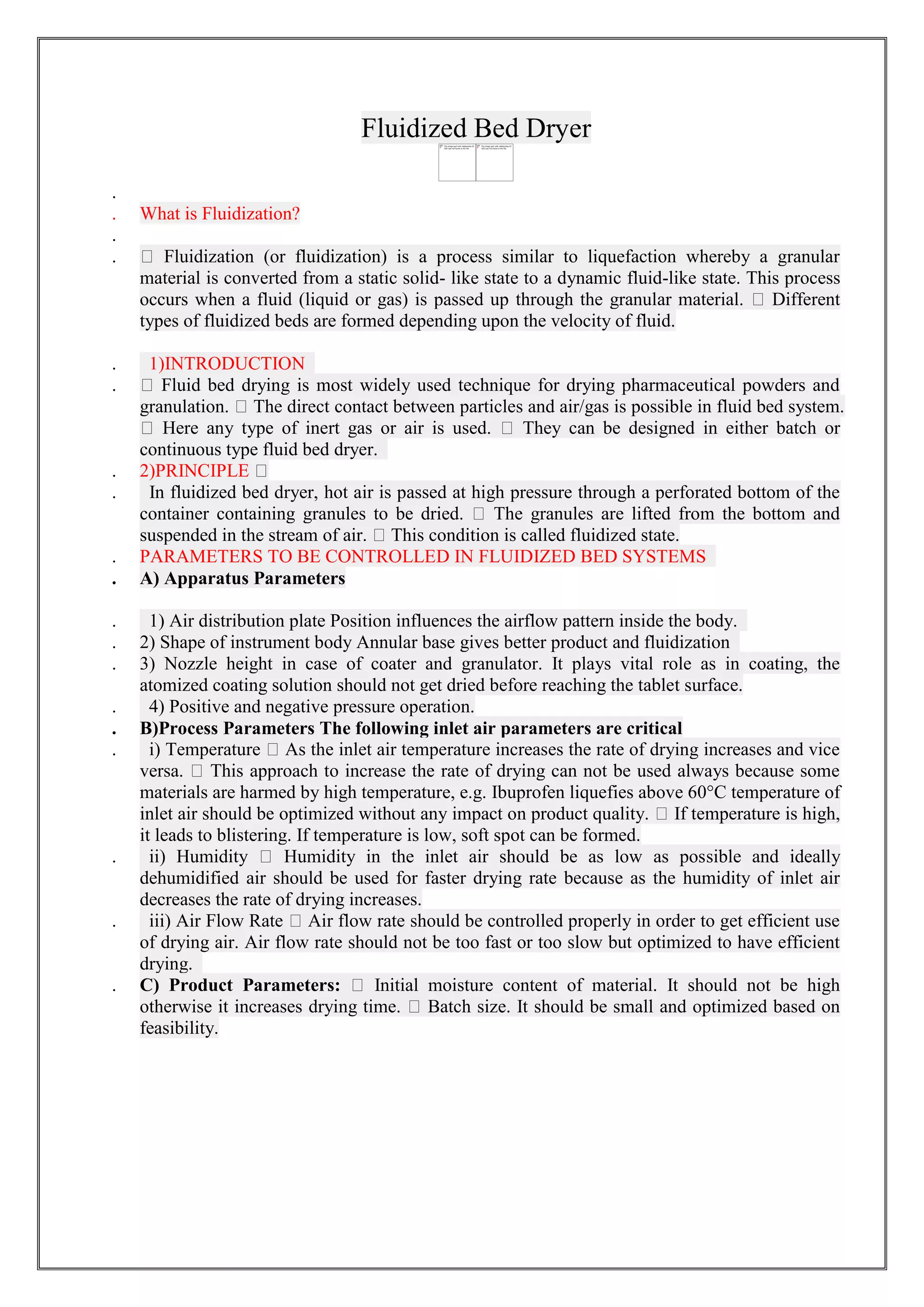 Fbd(Fluidized Bed Dryer) | PDF