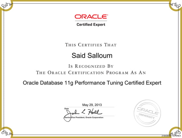 Oracle Database 11g Performance Tuning Certified Expert Ppt 6039
