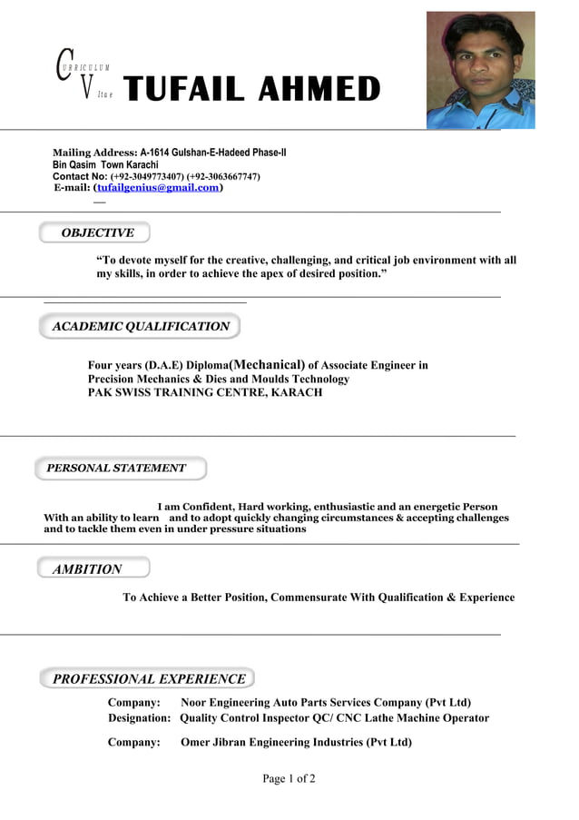 TUFAIL AHMED CV (2) | PDF