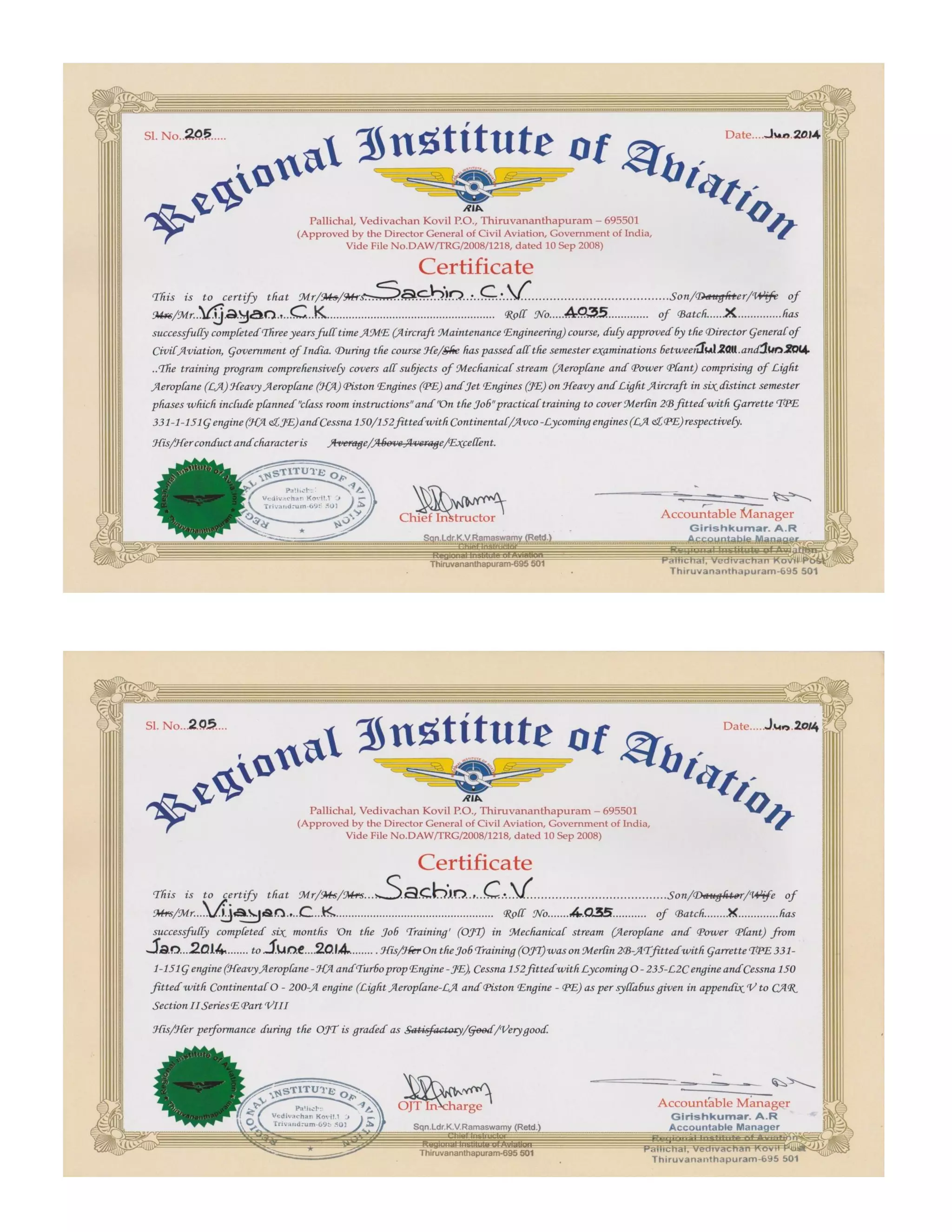Cover CV Certificates | PDF