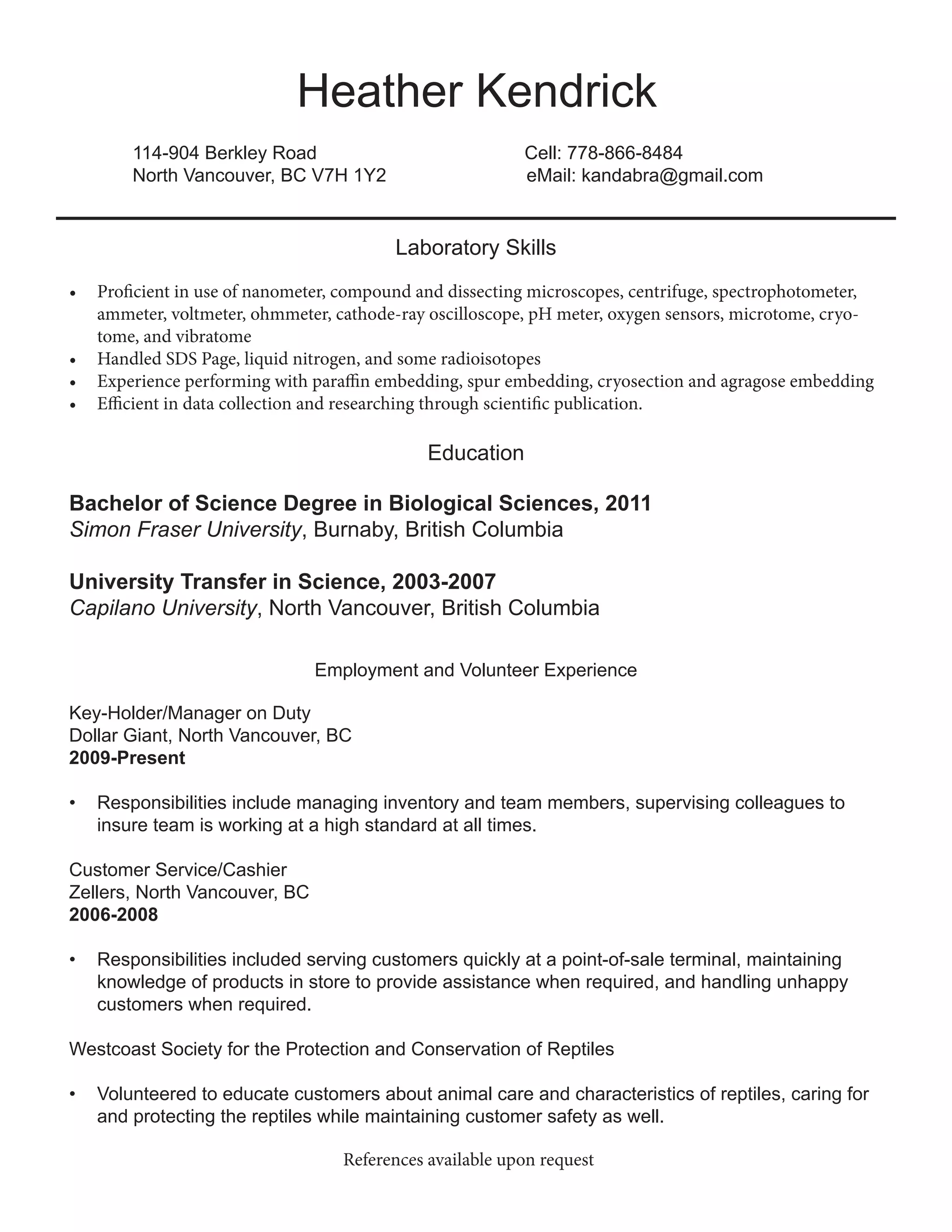 Heather Kendrick Resume | PDF