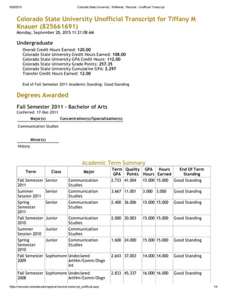 Colorado State University _ RAMweb _ Records _ Unofficial Transcript ...