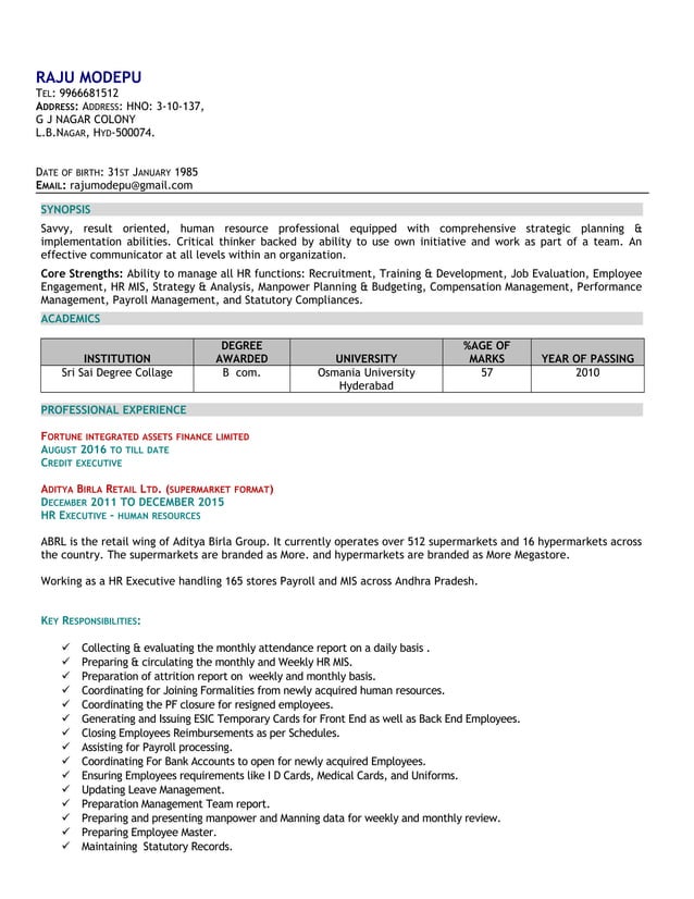 Resume (Raju) | PDF