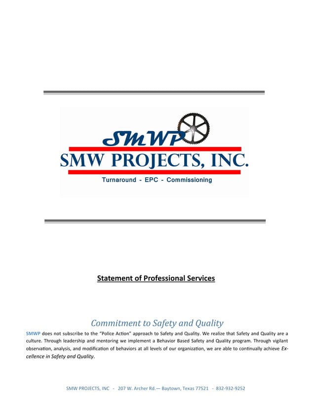 SMWPStatementOfServices | PDF | Construction Industry | Industries