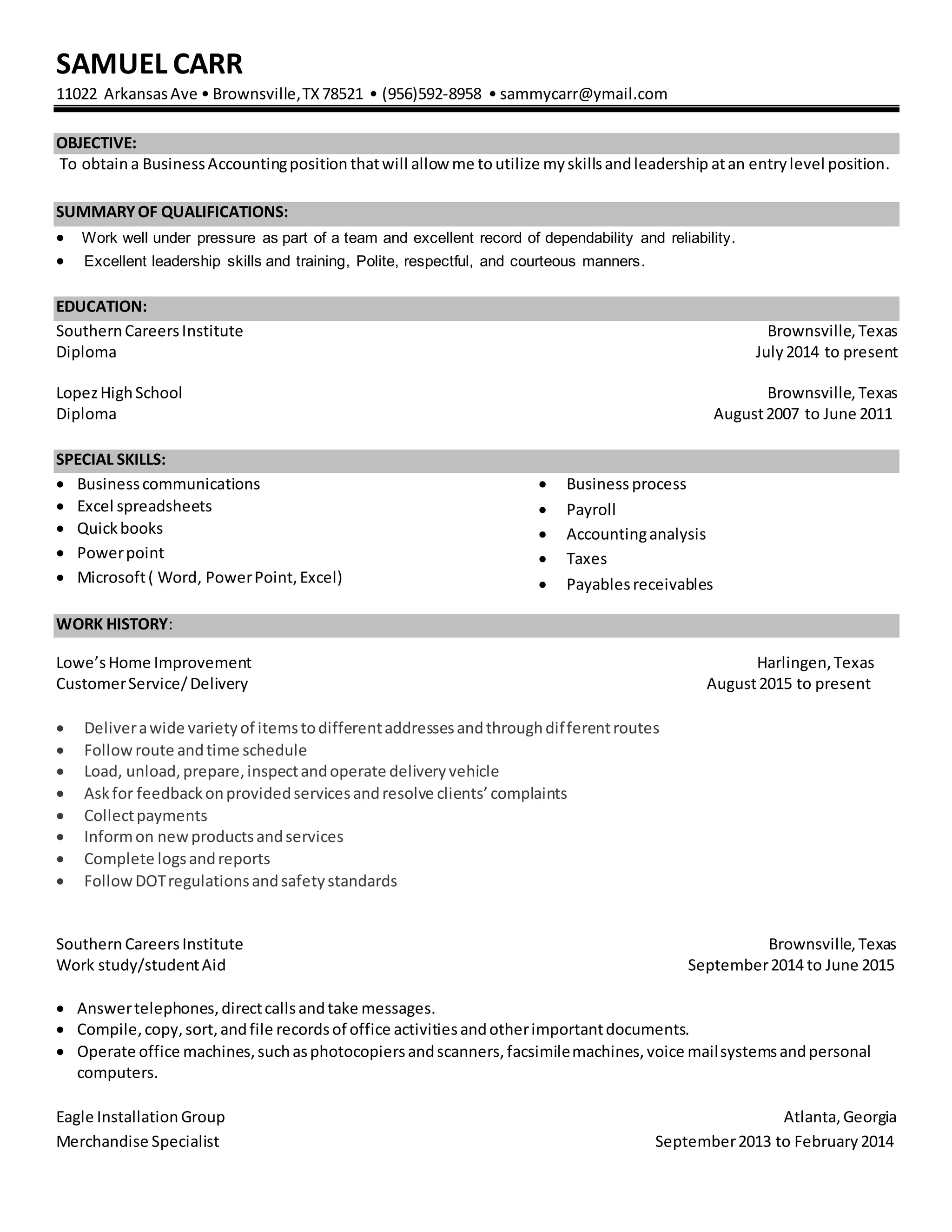 Samuel Resume | PDF