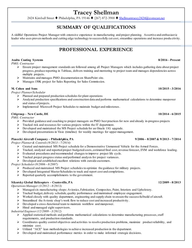 Shellman Tracey - Resume | PDF