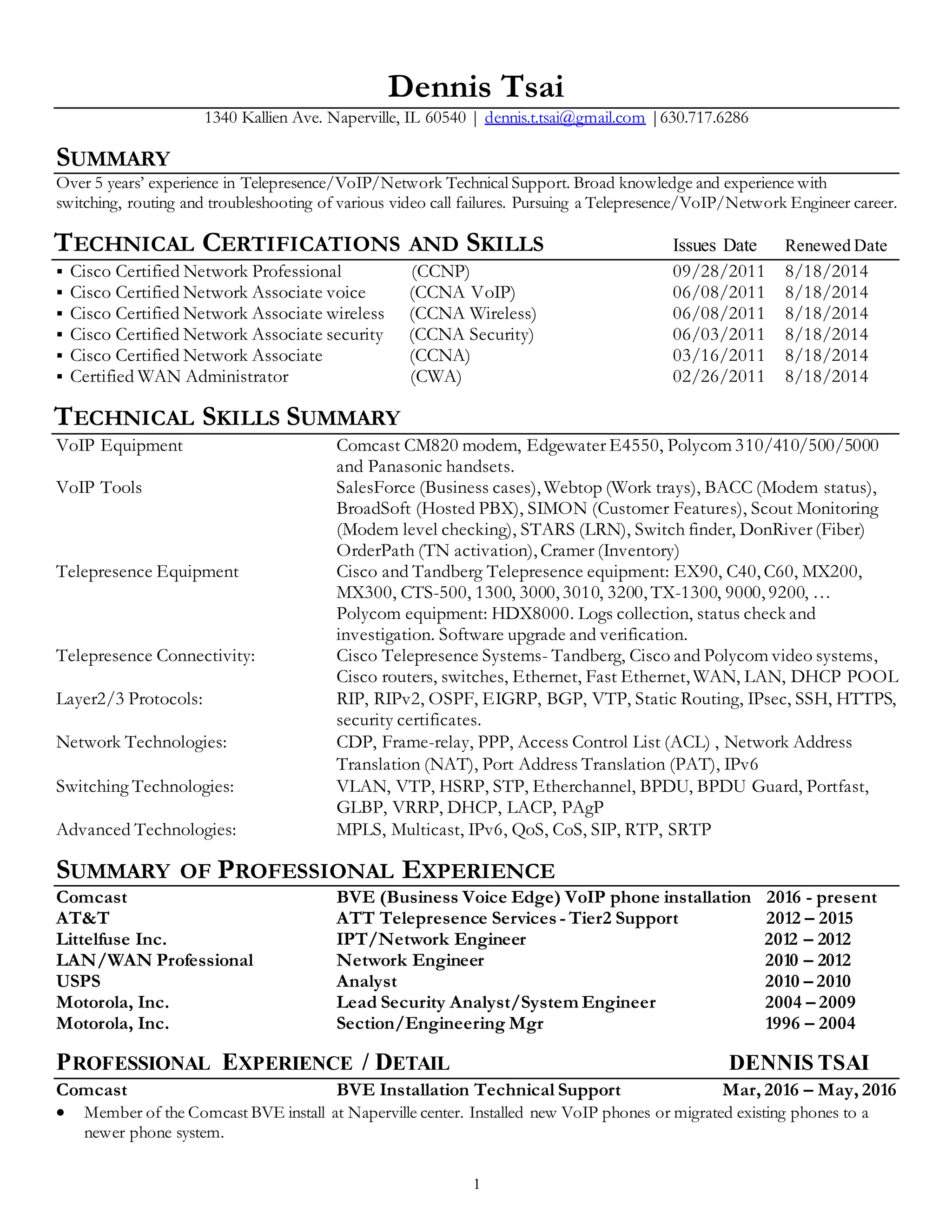 Dennis Tsai Resume | DOCX