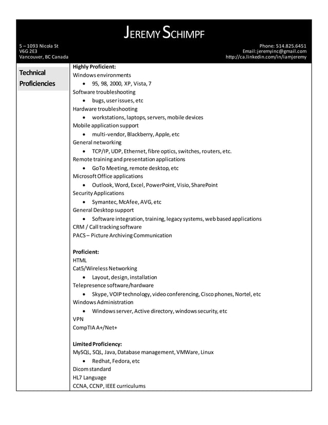 Schimpf Jeremy - Technical Proficiencies | DOCX
