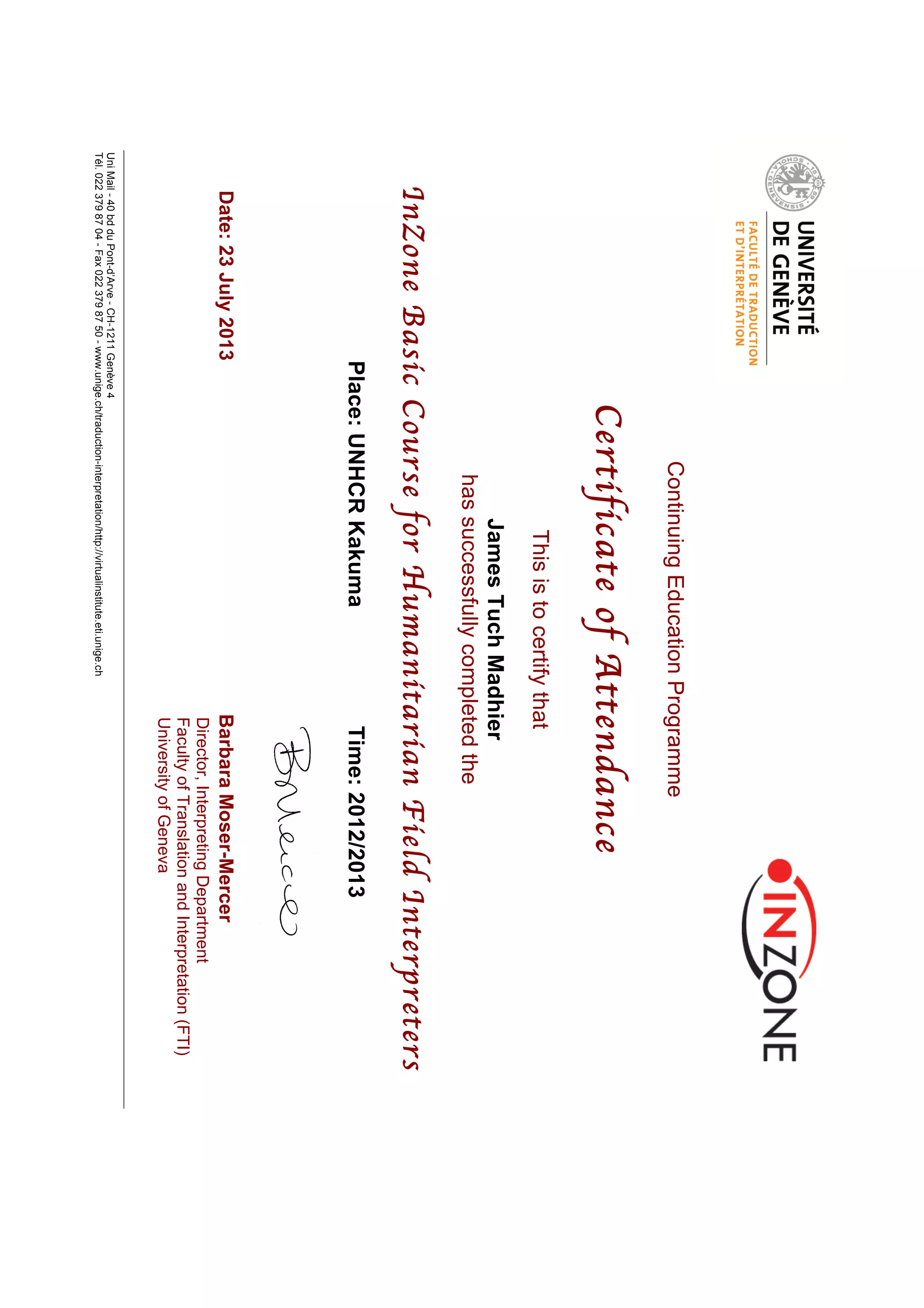 InZoneBasicCourseCertificate_JamesTuchMadhier13 | PDF