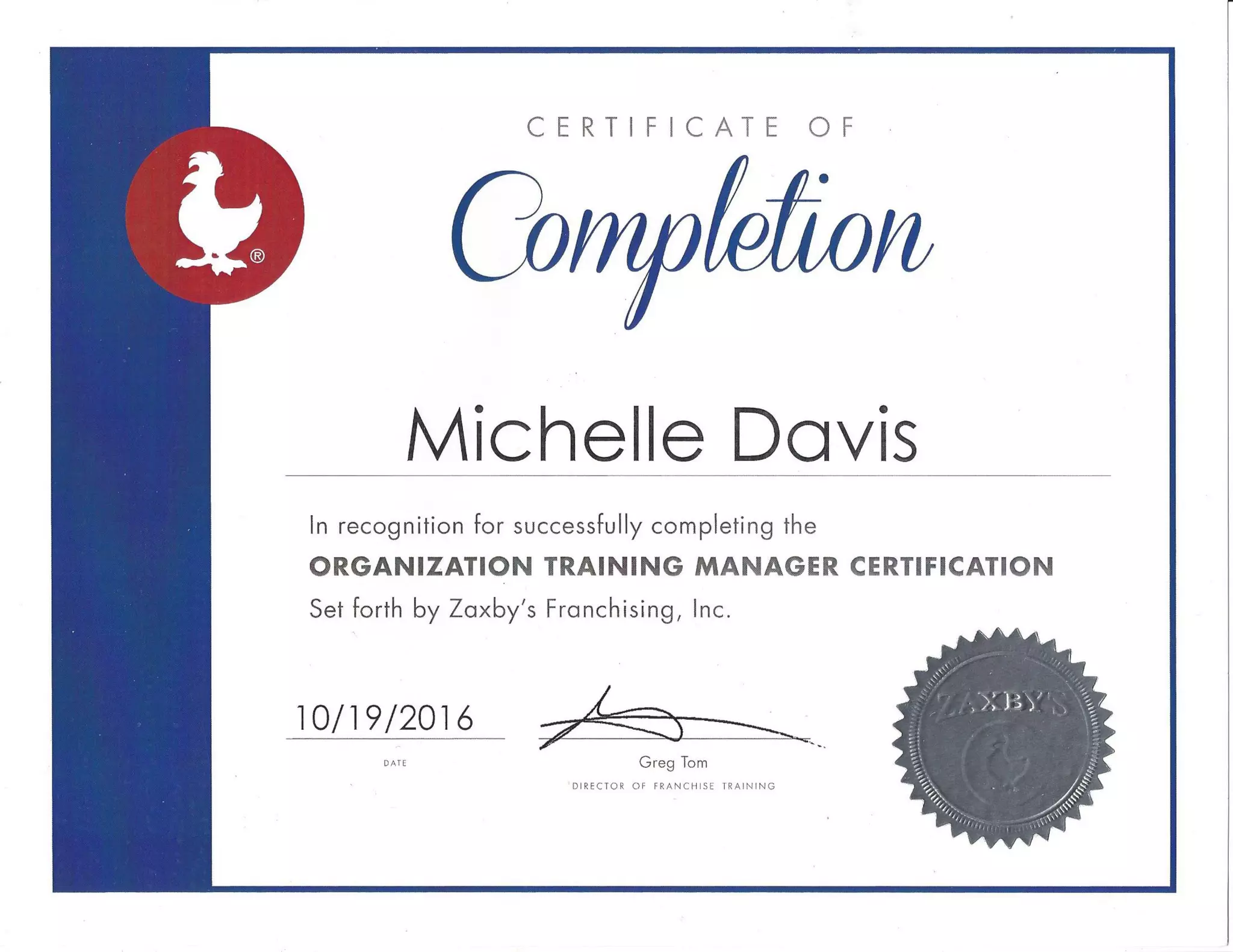 OTM Zaxbys Certification | PPT