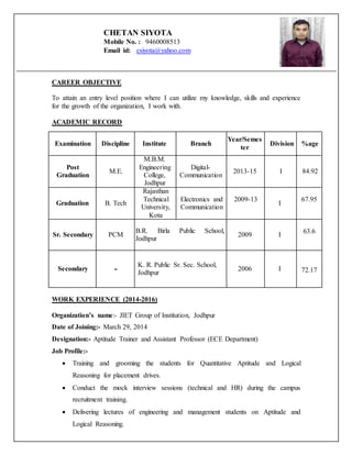 ChetanSiyota Resume | PDF