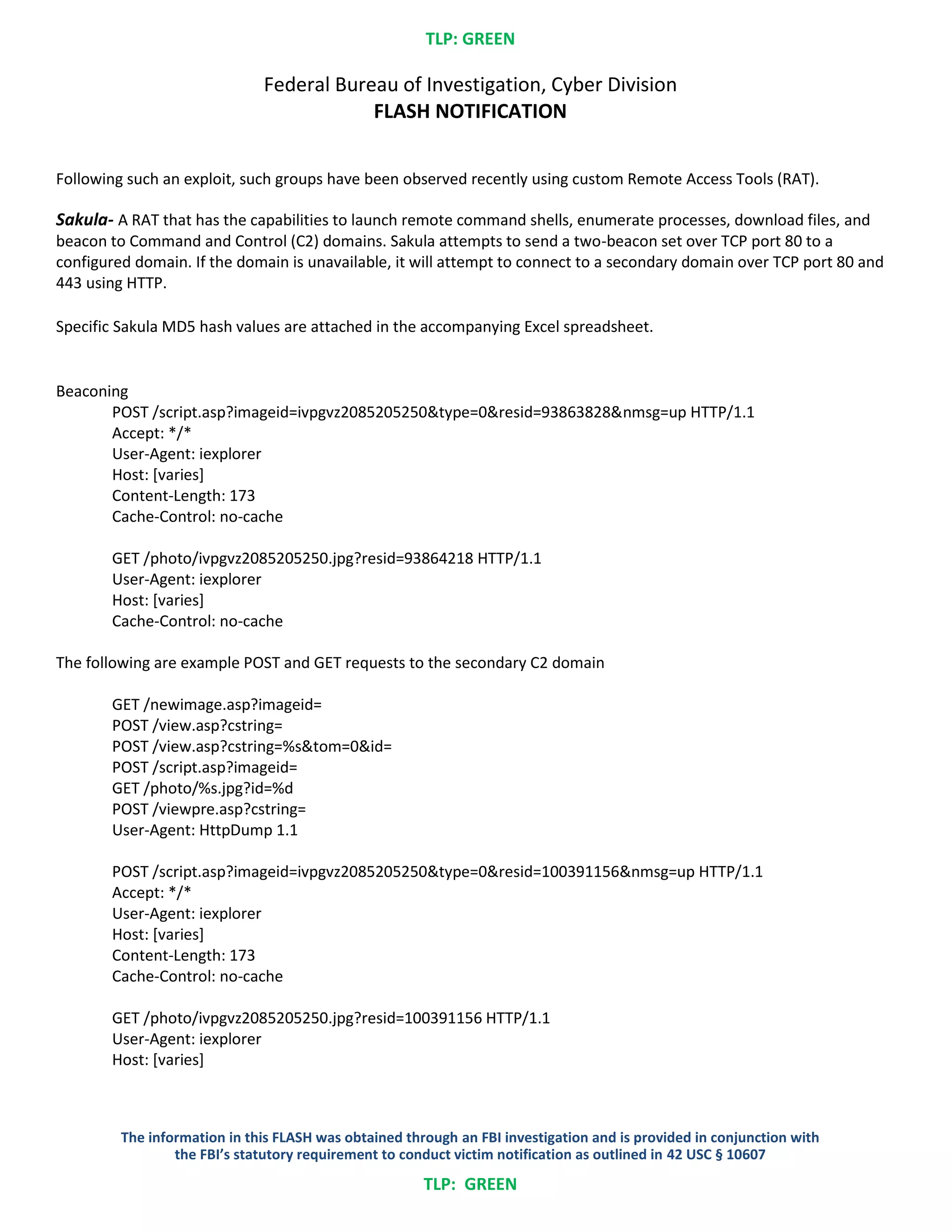 Fbi cyber division bulletin on tools reportedly used by opm hackers | PDF