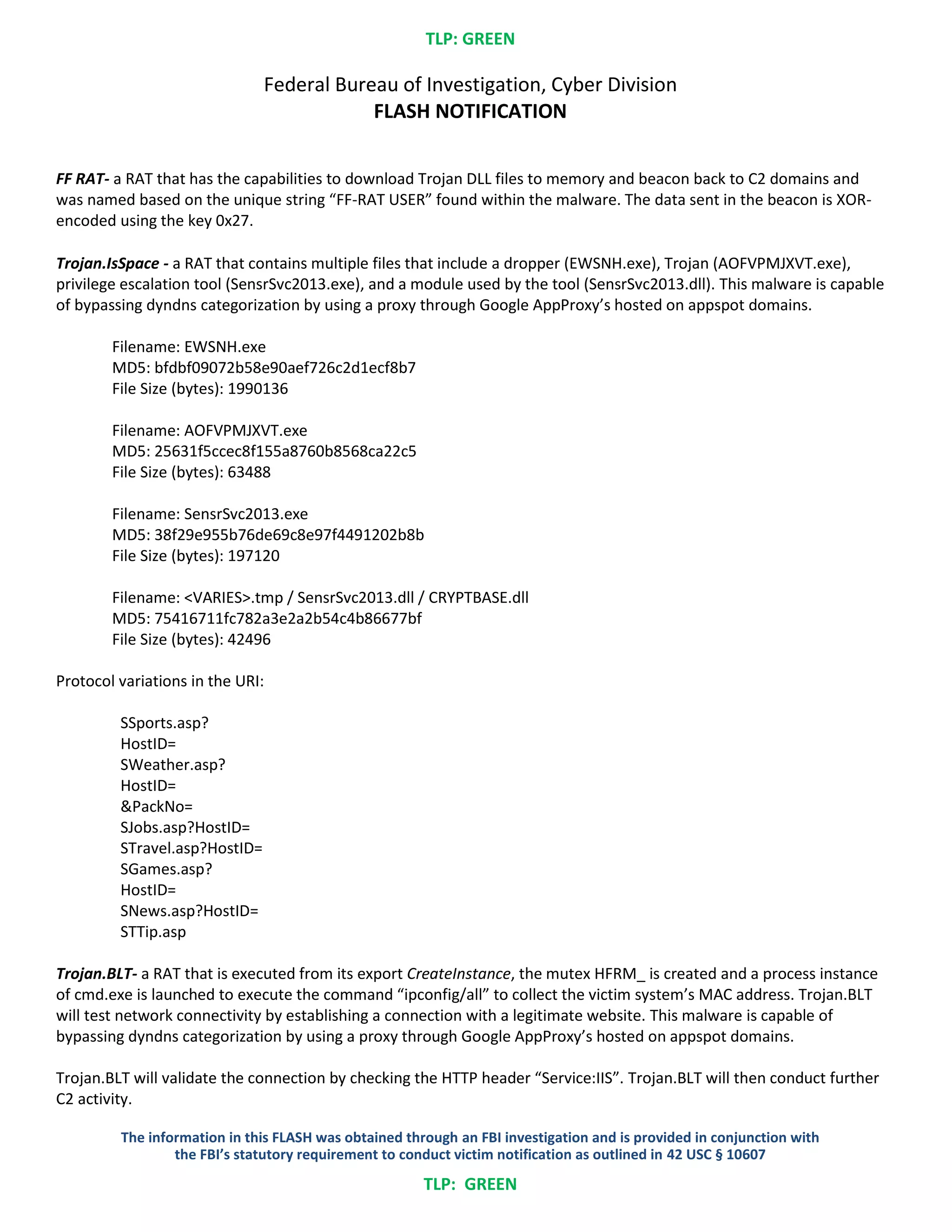 Fbi cyber division bulletin on tools reportedly used by opm hackers | PDF