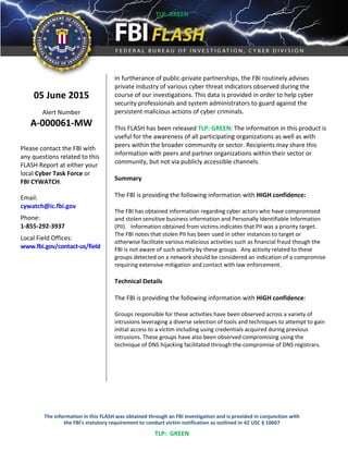 Fbi cyber division bulletin on tools reportedly used by opm hackers | PDF