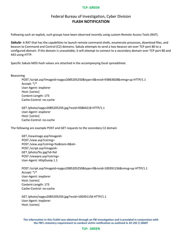 Fbi cyber division bulletin on tools reportedly used by opm hackers | PDF