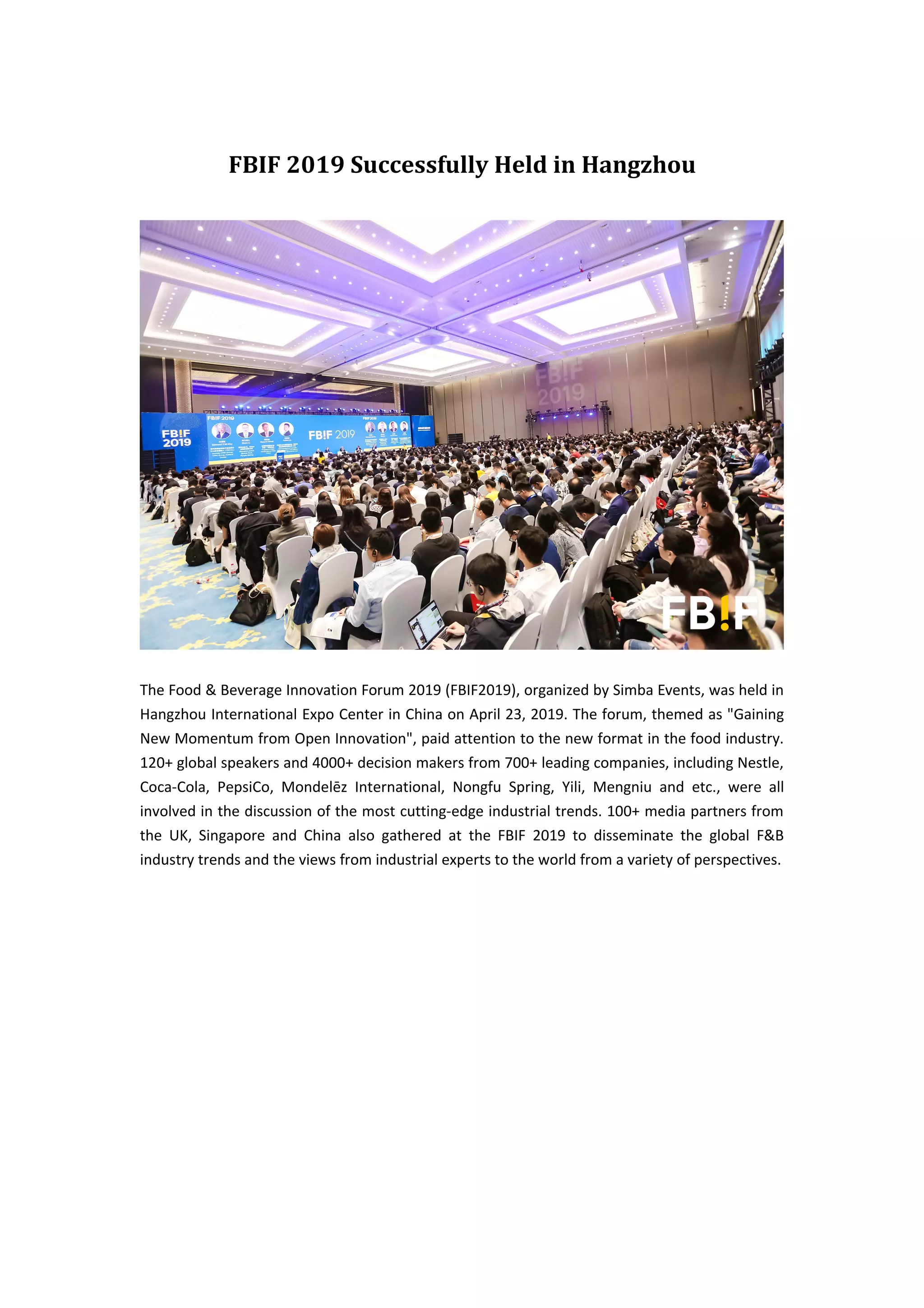 FBIF 2019 successfully held in Hangzhou | PDF