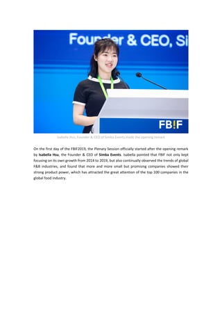 FBIF 2019 successfully held in Hangzhou | PDF