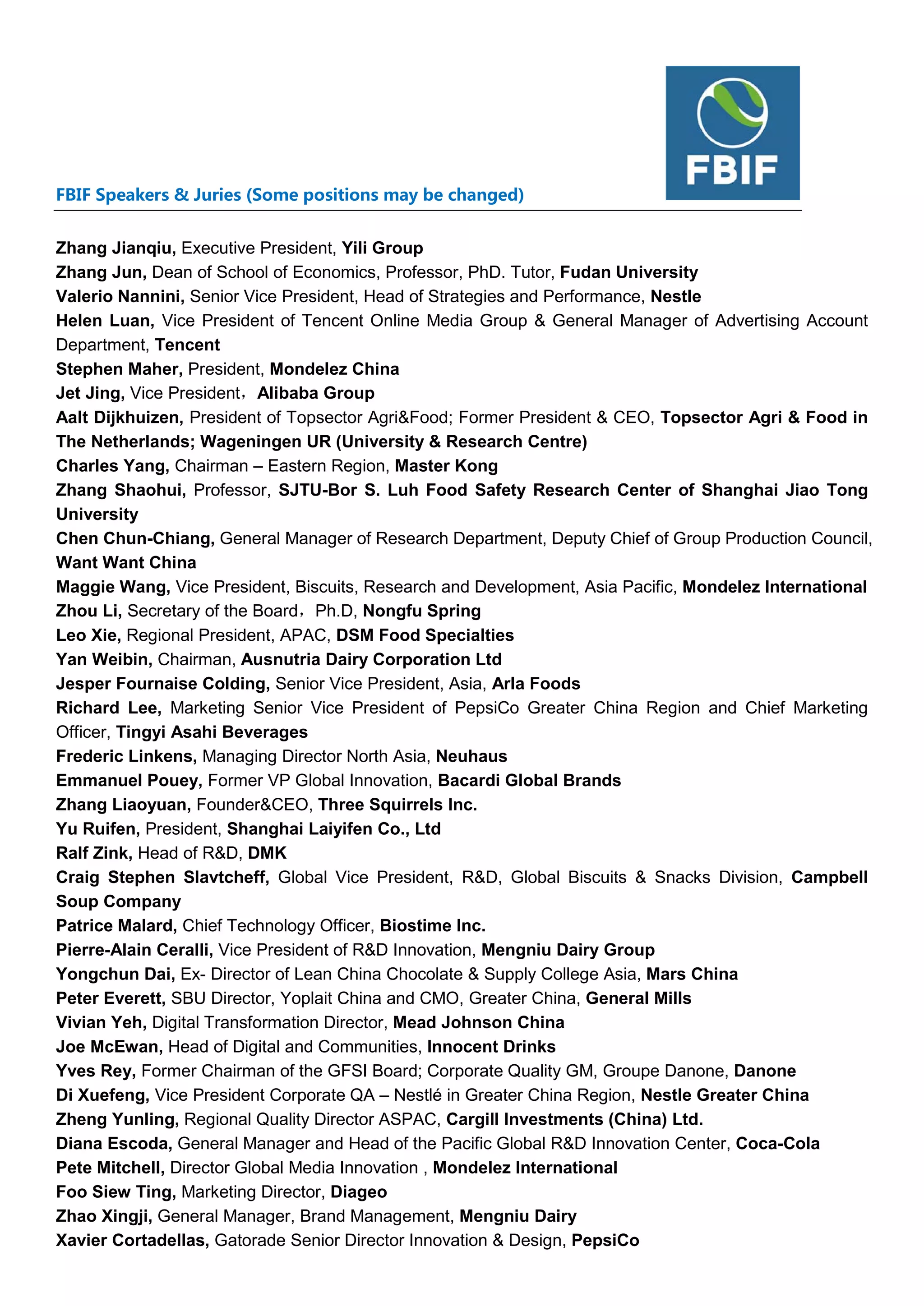 FBIF Speakers&Juries | PDF