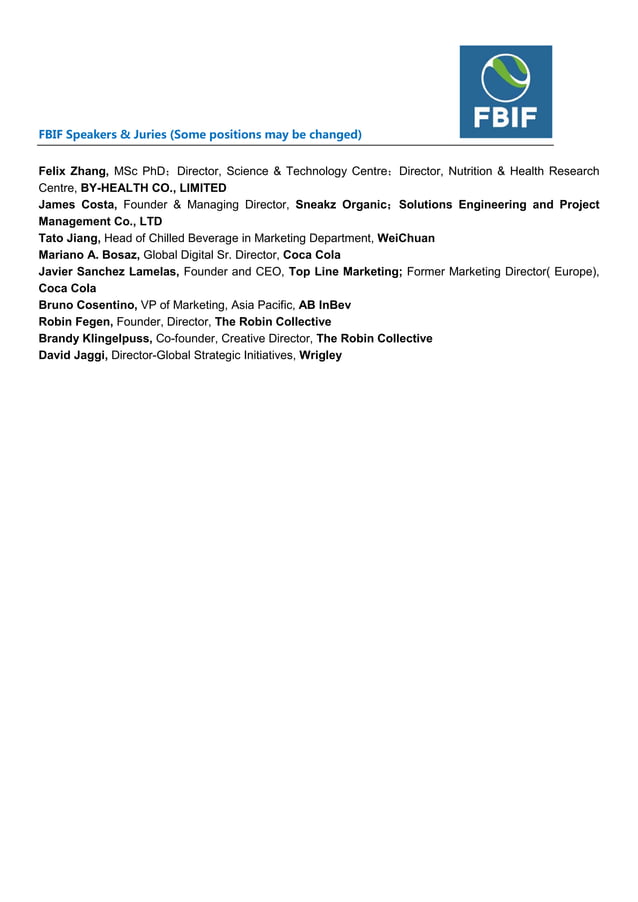 FBIF Speakers&Juries | PDF
