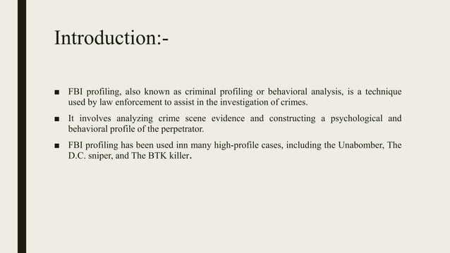 Fbi Profiling Forensic Psychology Pptx