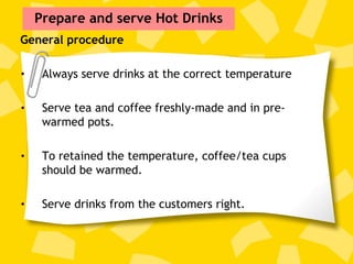 F&b l1 m5 05.03 prepare hot beverages | PPT