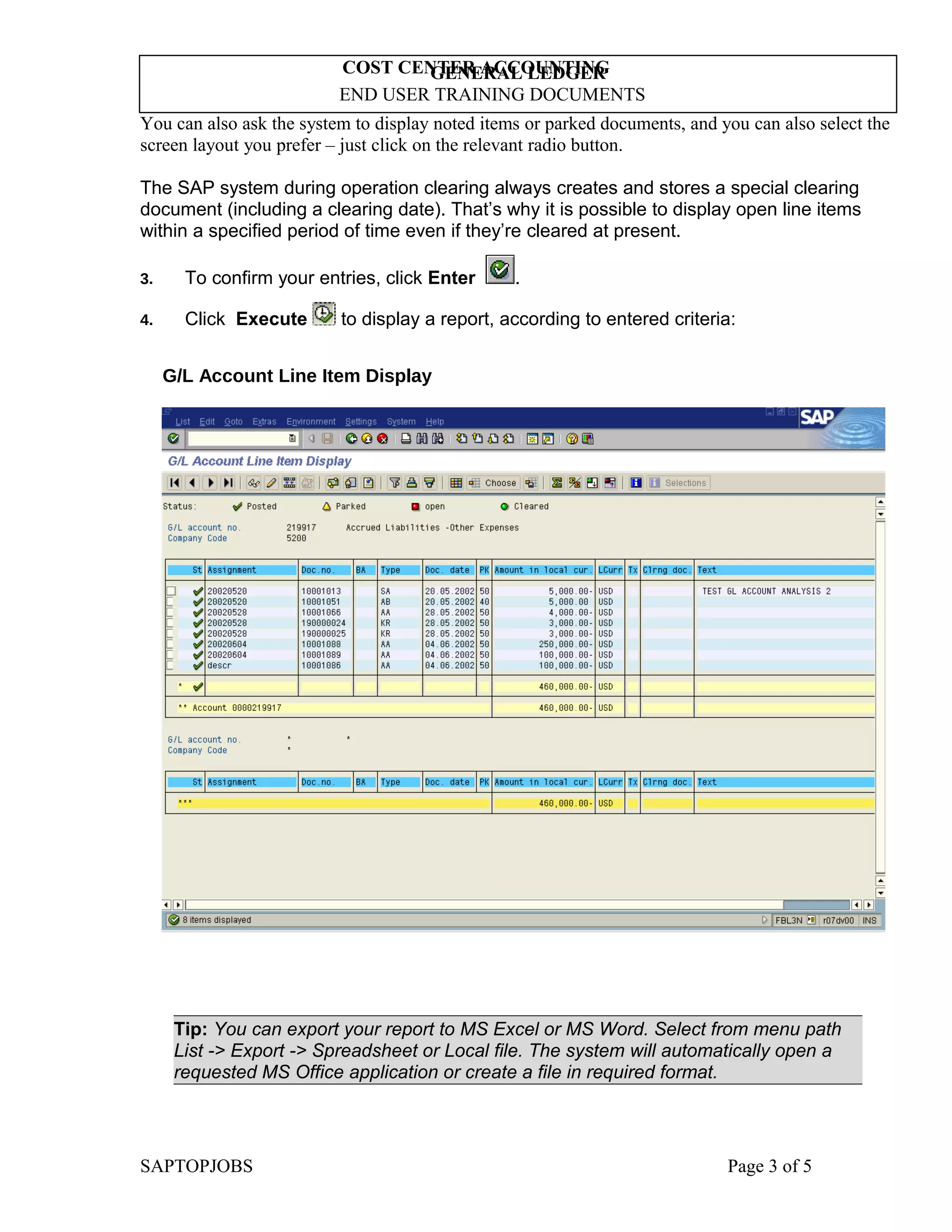 Fbl3 n account line item analysis | DOC