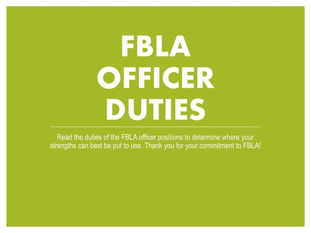FBLA Officer Duties | PPTX