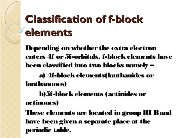 F block elements | PPT | Chemistry | Science