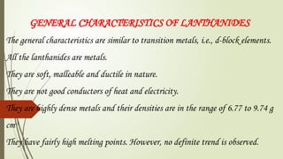 Inner transistion elements and properties | PPTX