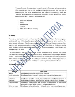 F&b notes basics | PDF | Hospitality Industry | Industries