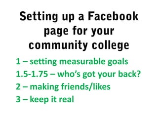 Planting your community college on Facebook | PDF | Social Networking ...