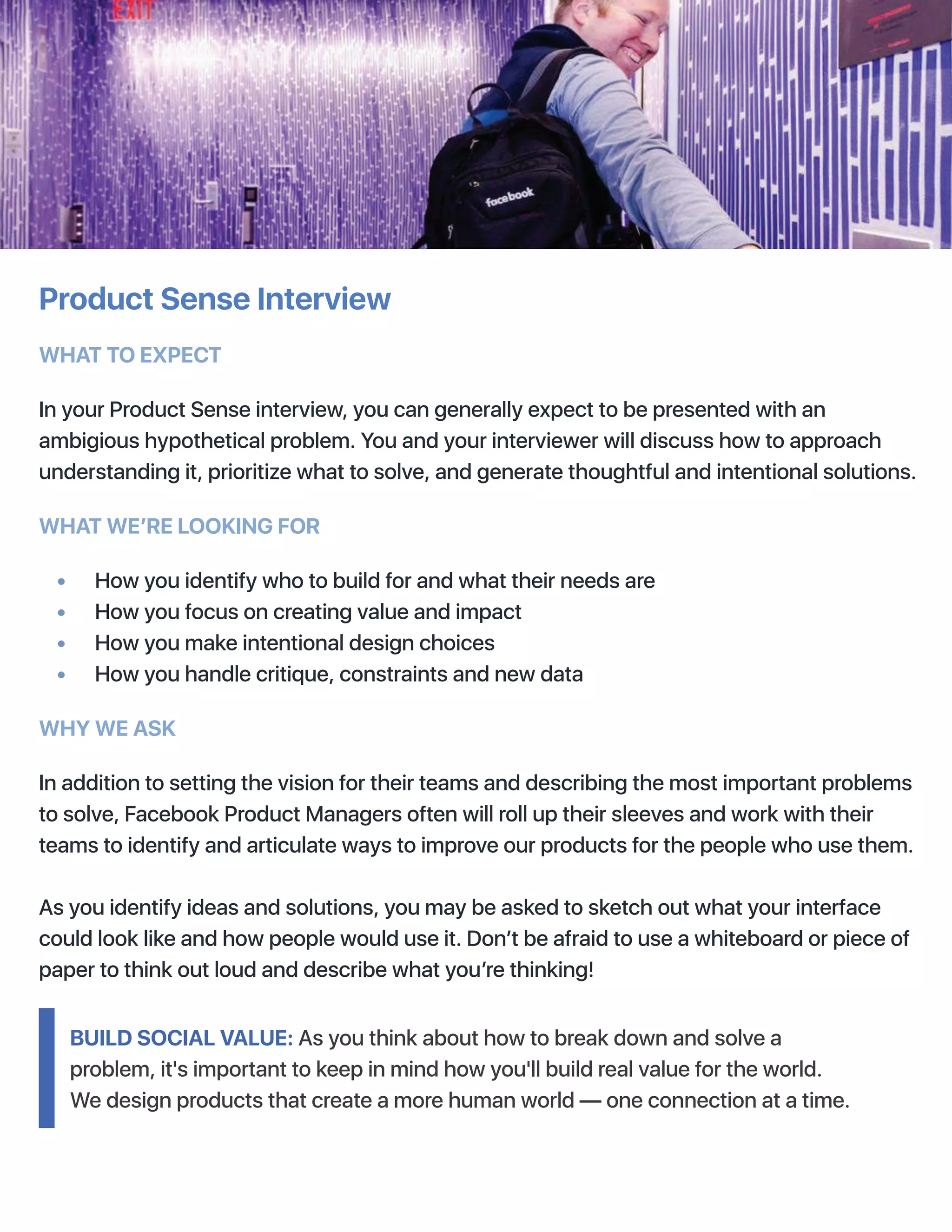 Facebook's Official Guide to Product Management Candidates | PDF