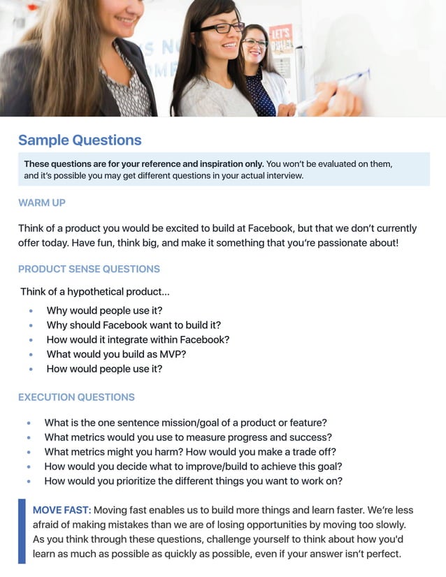 Facebook's Official Guide to Product Management Candidates | PDF