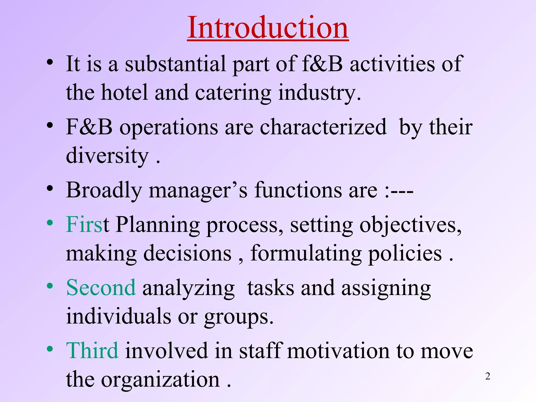 Food & Beverage Management | PPT